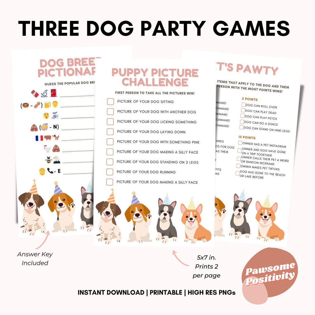 Dog Birthday Party Game Pack Adopt A Pet Birthday Party Games Puppy ...