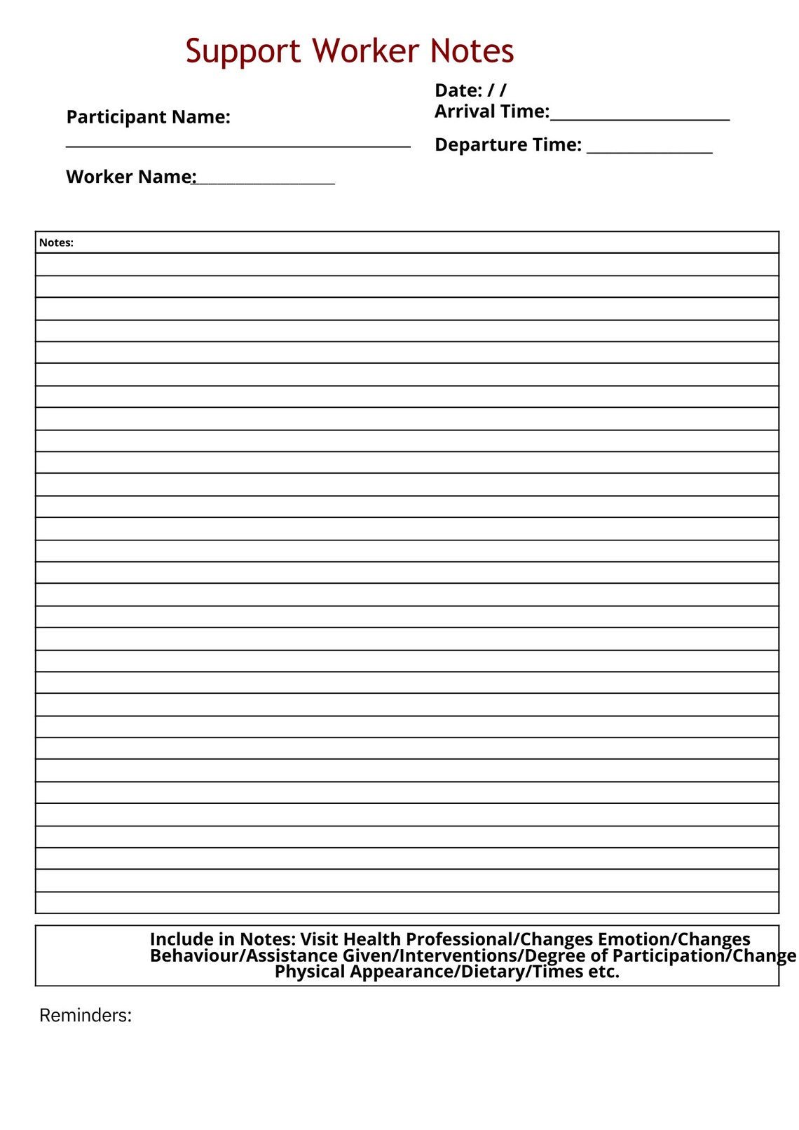 NDIS Case Notes and Mandatory Reporting Editable Template Download From ...