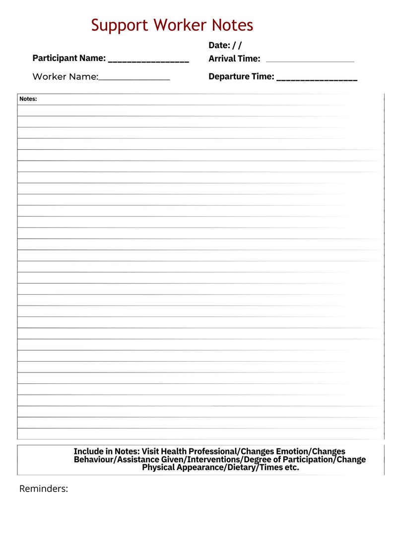 New Client Notes, Docx, Disability, Aged Care, NDIS, Support Work, Co ...