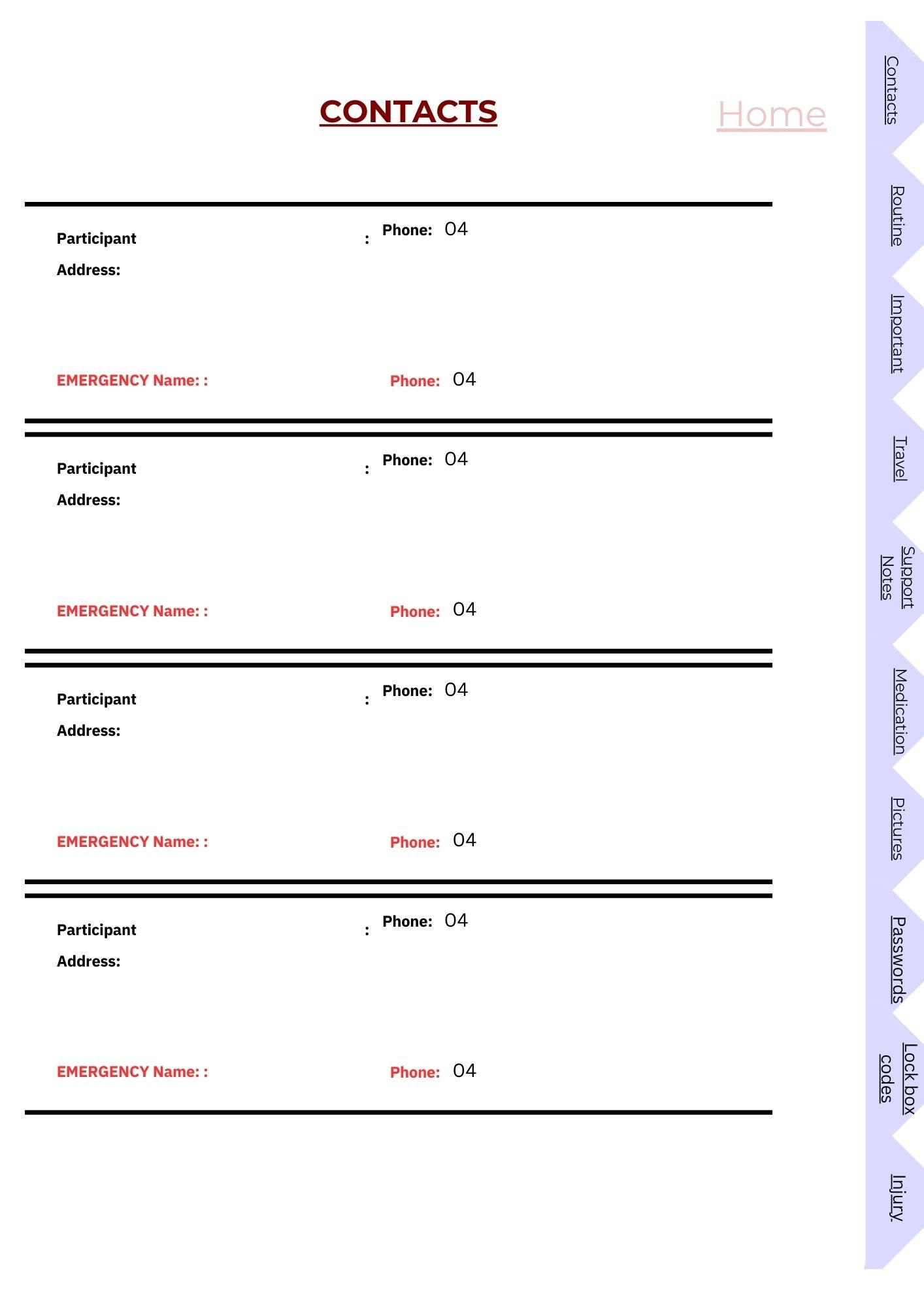 Fully Customizable Template, New Edition, Support Worker Notes Use in ...