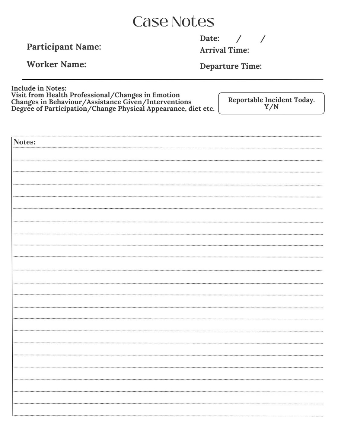 Disability, Aged Care, Client Notes, Green, Hyperlinked, Diary ...