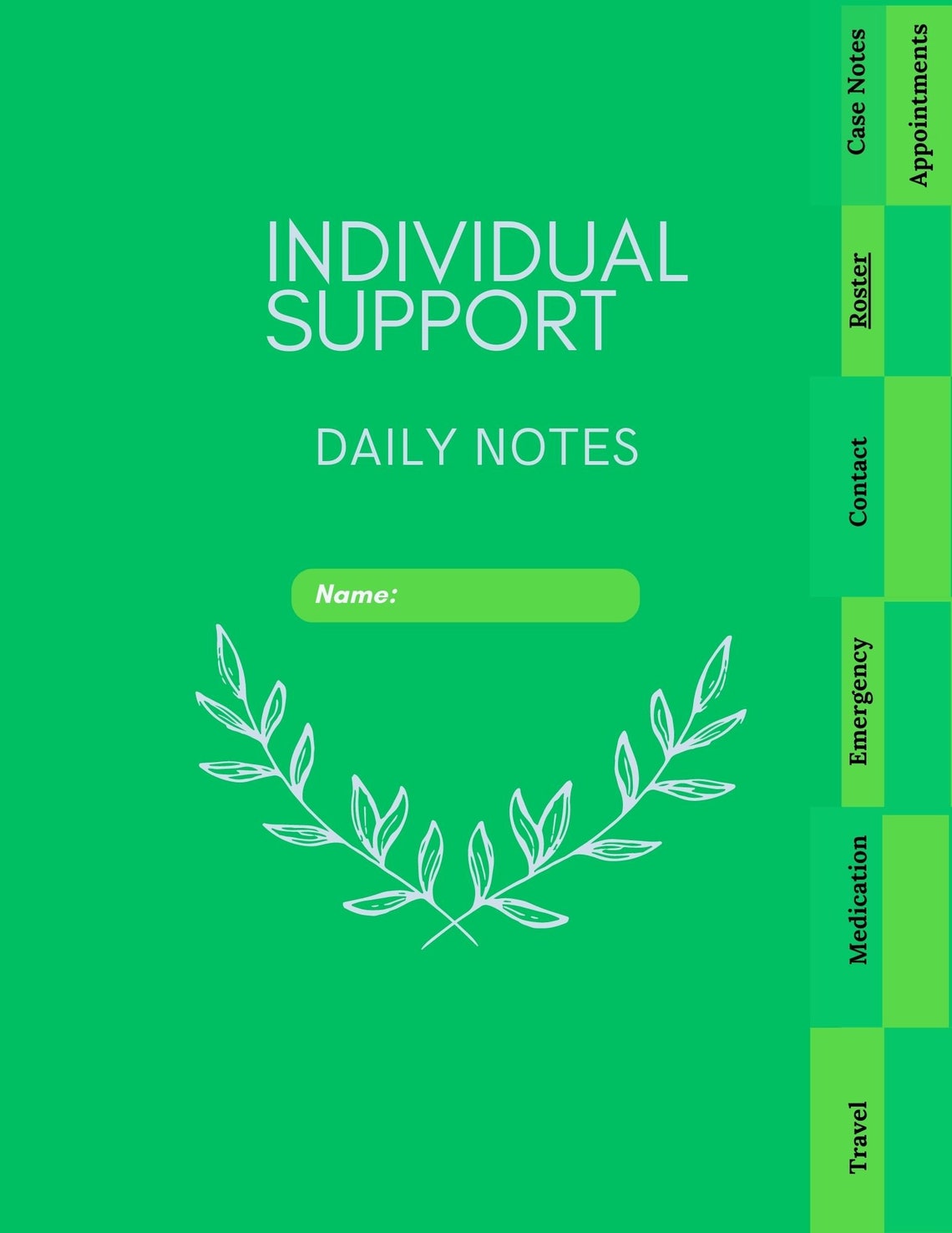 Disability, Aged Care, Client Notes, Green, Hyperlinked, Diary ...