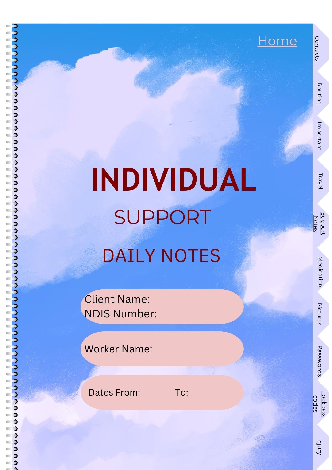 Fully Customizable Template, New Edition, Support Worker Notes Use in ...