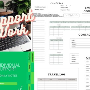 Disability, Aged Care, Client Notes, Green, Hyperlinked, Diary ...