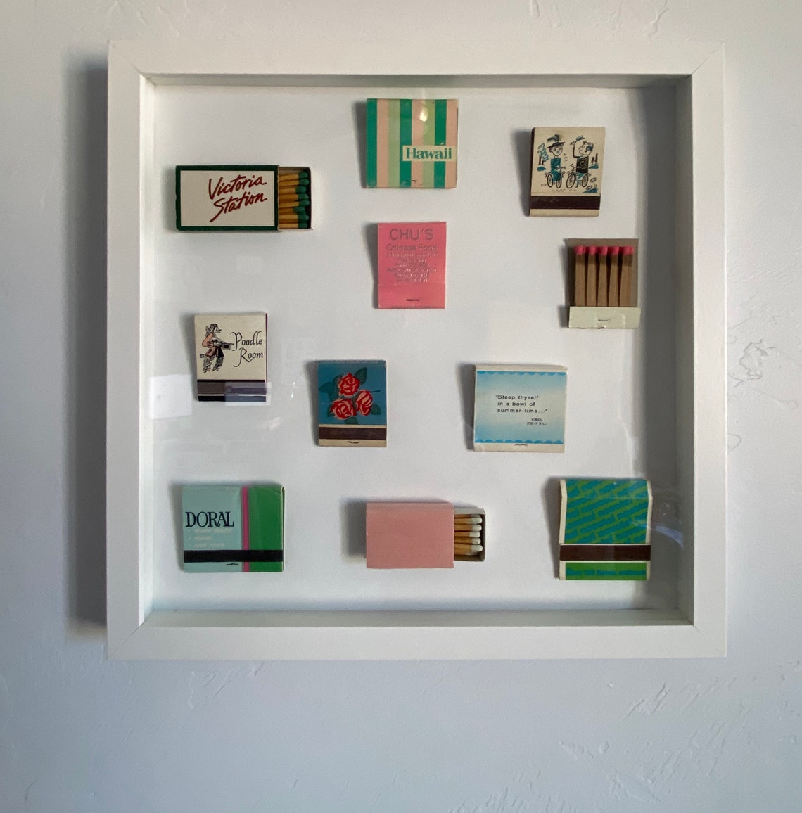 Vintage Matchbook Display Green and Pink - Etsy