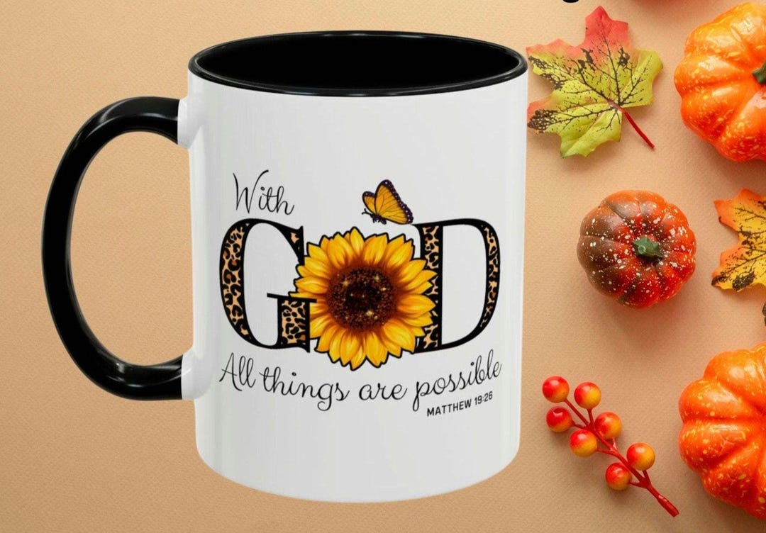 Christian Bible Verse Matthew 19:26 Mug. With God All Things Are ...