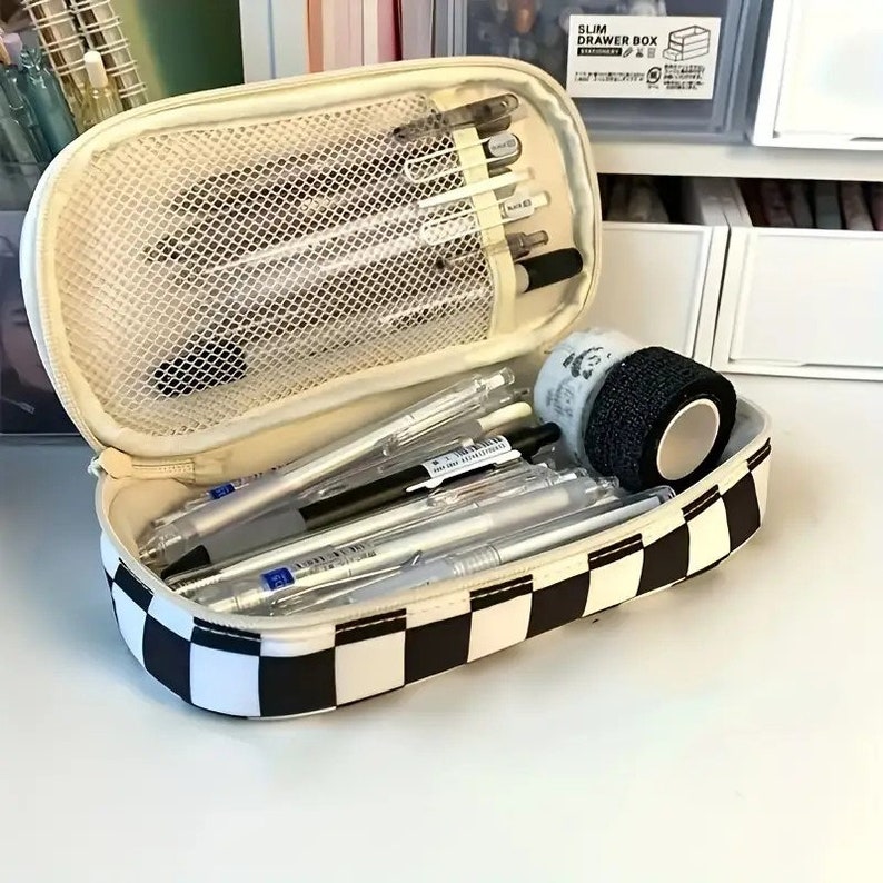 Personalized Checker Pencil Bag Pen Case Kids School Bag Customized ...