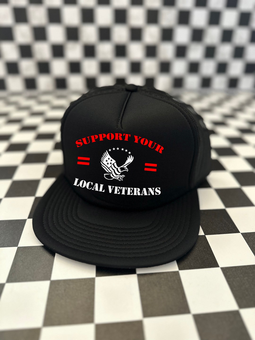 Support Your Local Veterans Unisex Black Trucker Snapback Hat - Etsy