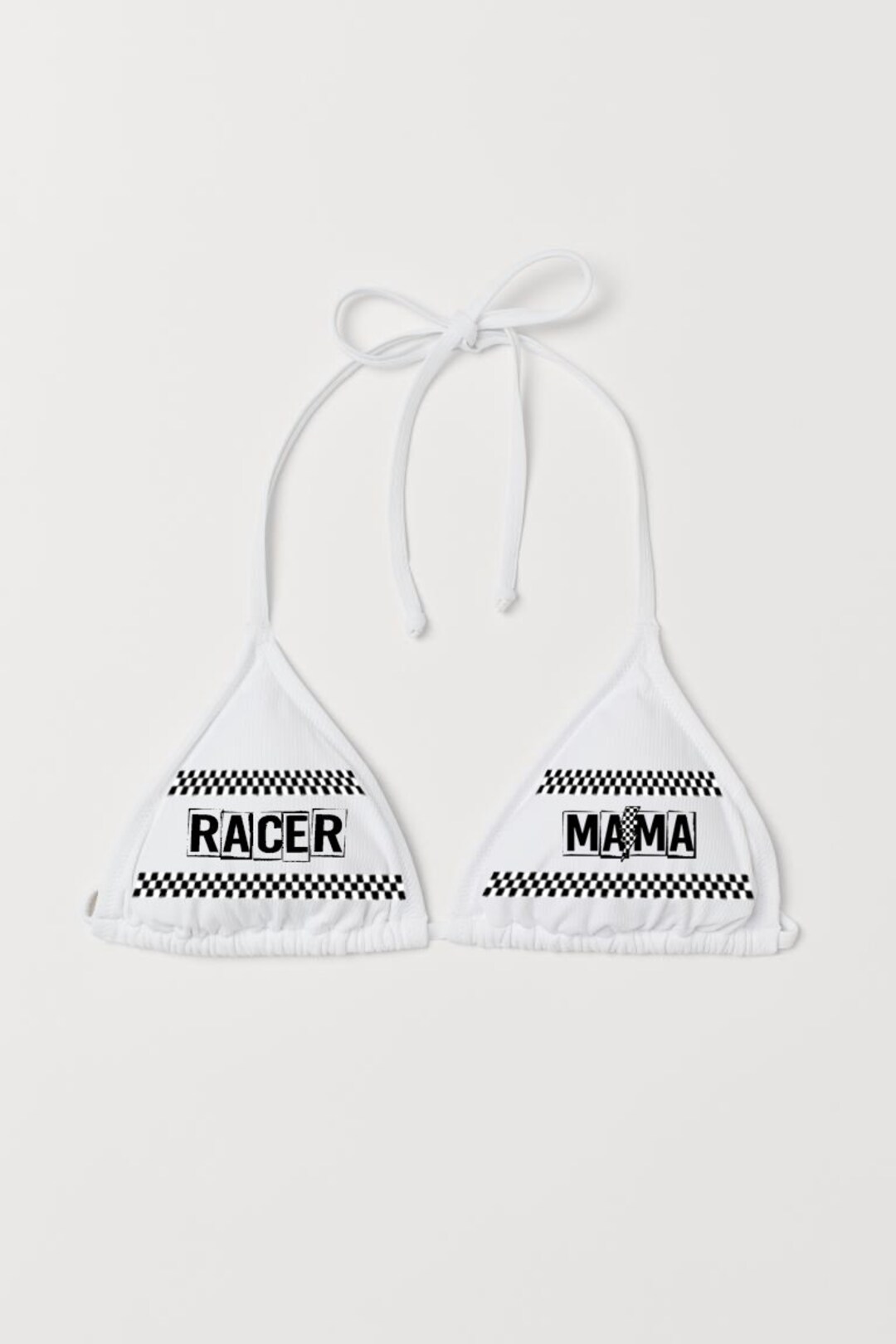 Racer Mama White Bikini Top Race Track Inspired Checker - Etsy
