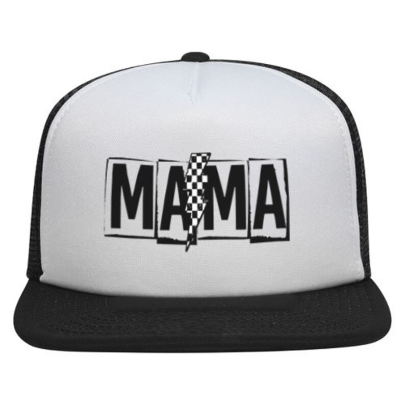 MAMA Checker Trucker Hat Snapback Cap White/black Hat With Punk Rock ...