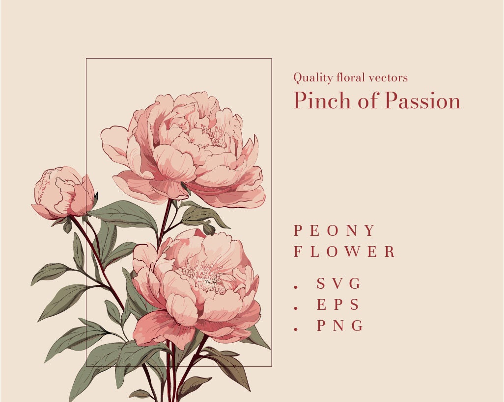 Peony Flowers Plotter File Vector File Wildflowers Love - Etsy
