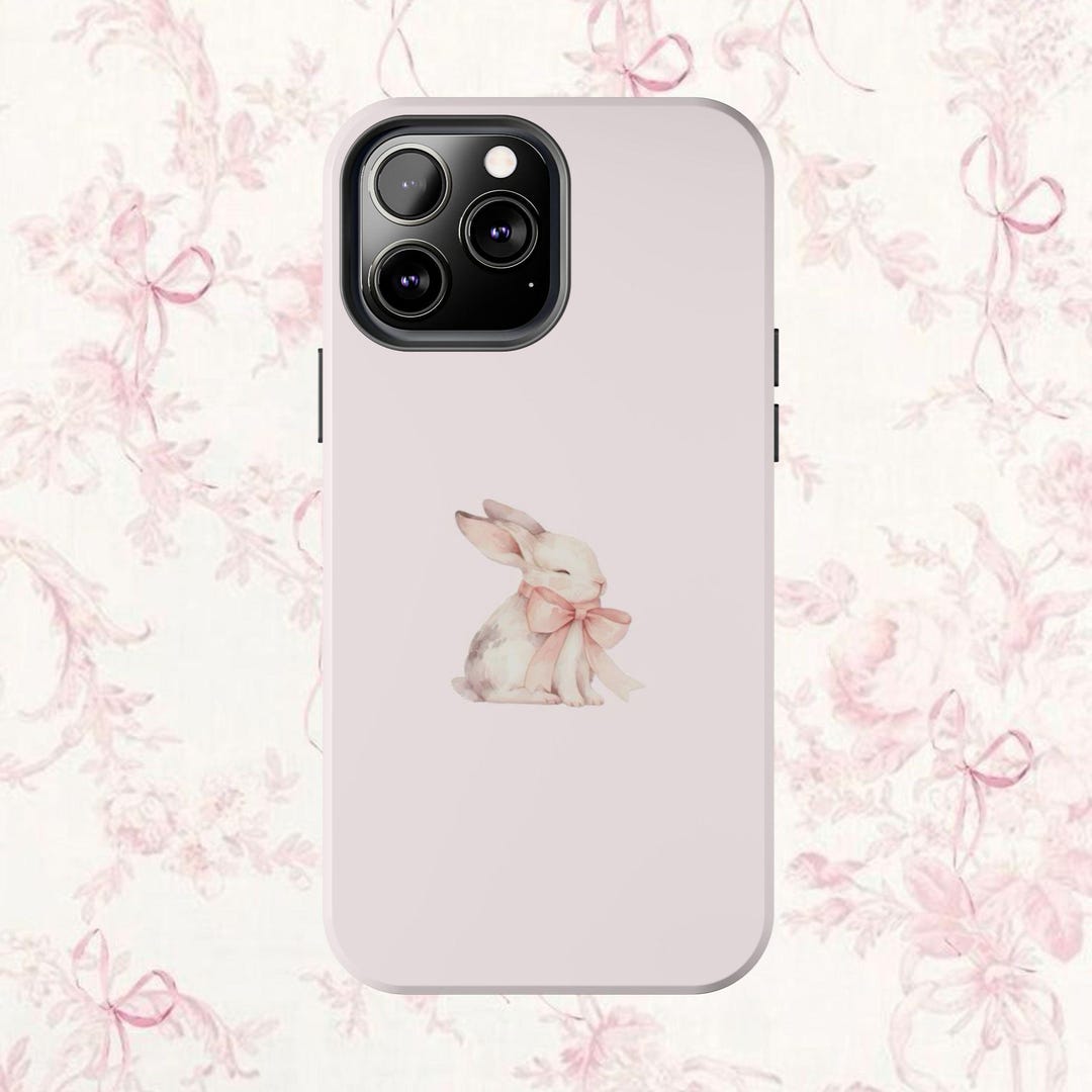Dainty Coquett Blush Pink Bunny Phone Case, Kawaii Style, Soft Girl ...