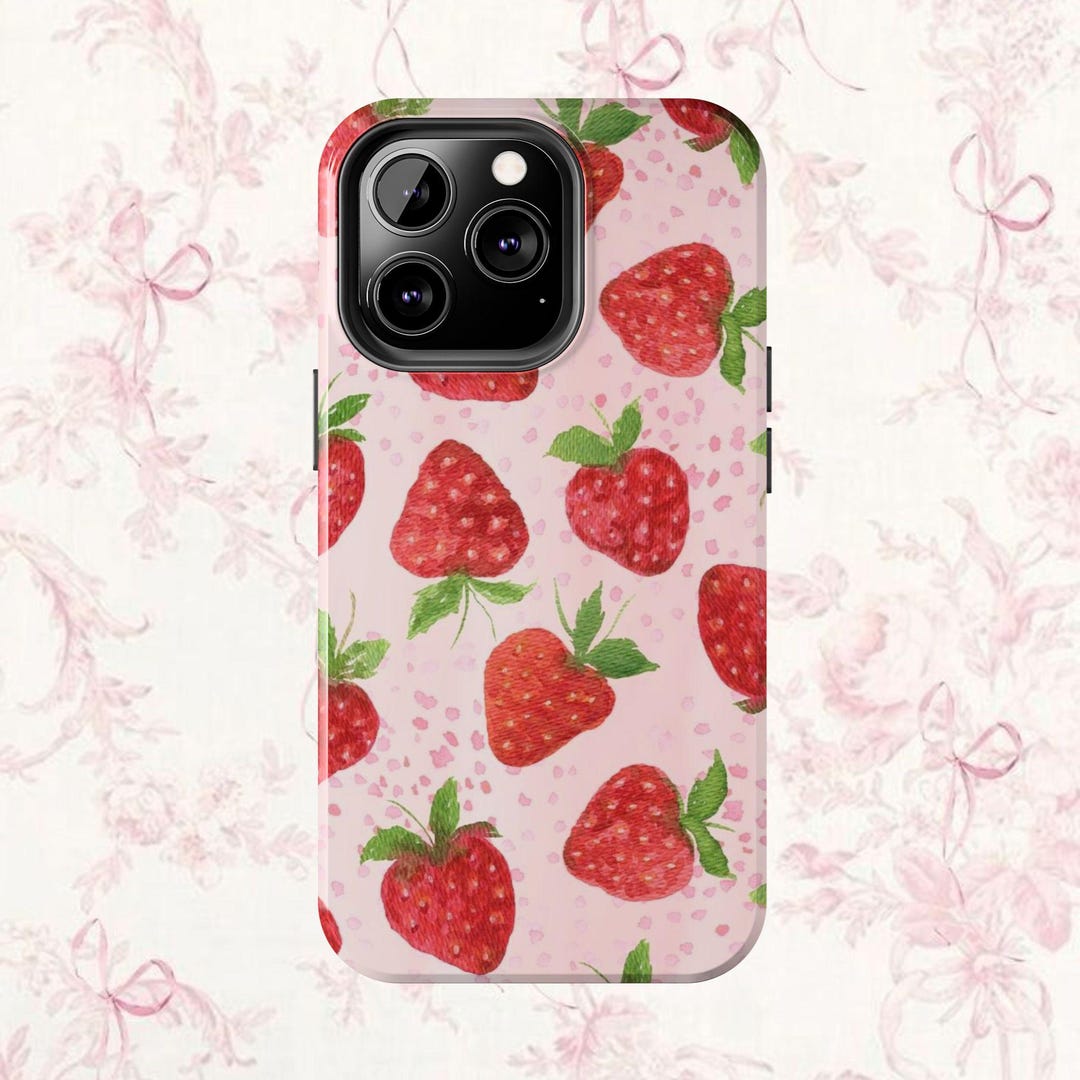 Sweet Pink Strawberry Phone Case | Feminine & Cute iPhone Case | Kawaii ...