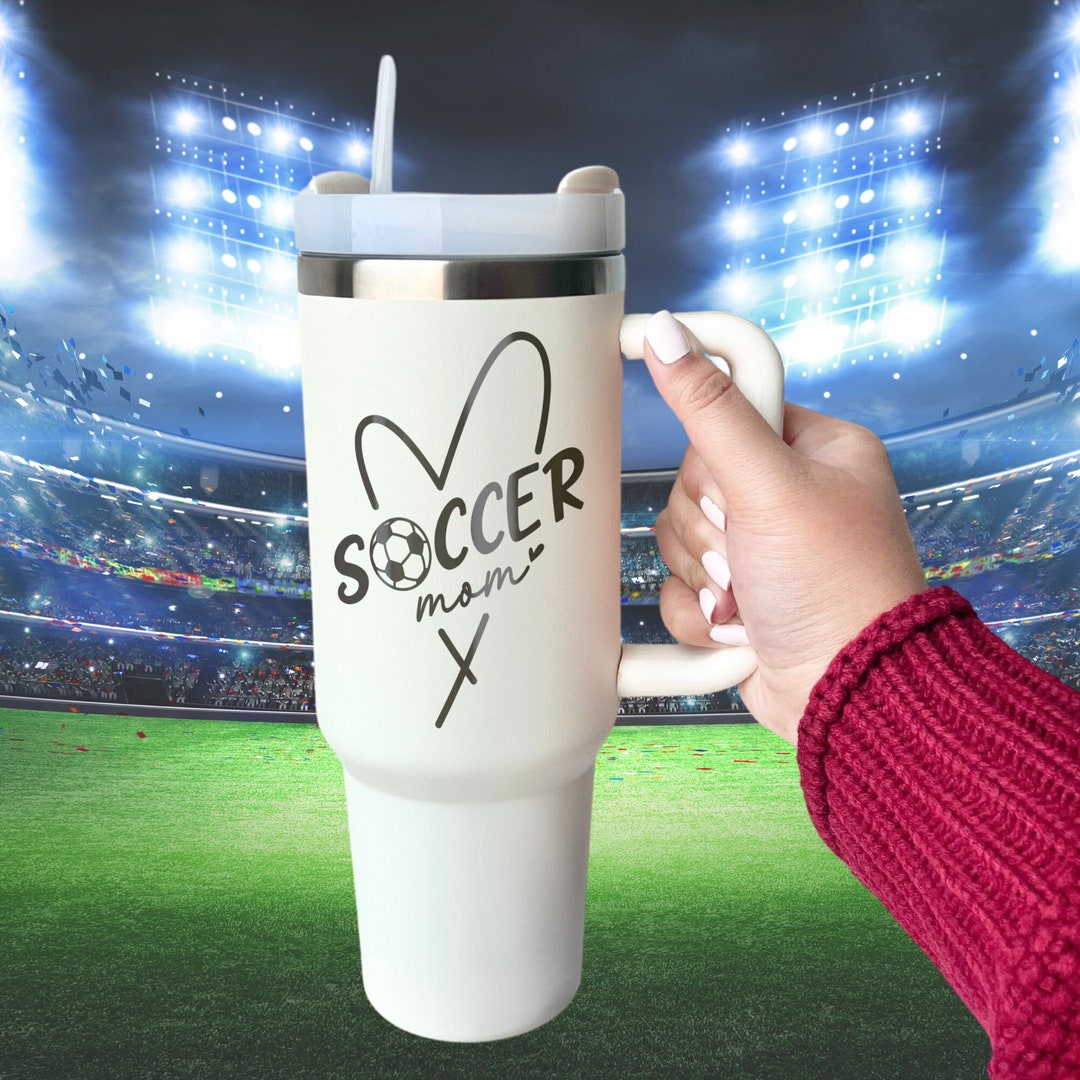Retro Soccer Mom 40oz Travel Mug Laser Engraved Minimalist Soccer Mama ...