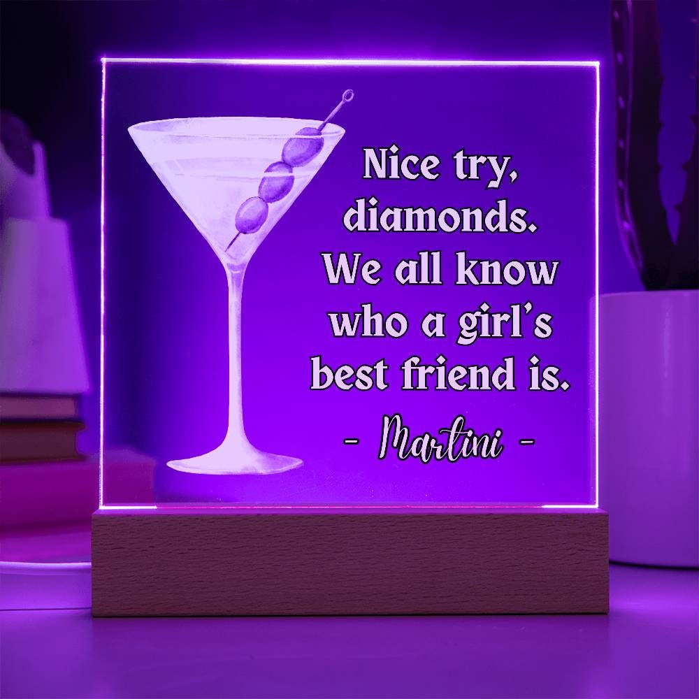 Martini Glass Acrylic Sign and LED Light Funny Martini Lover Gift for ...