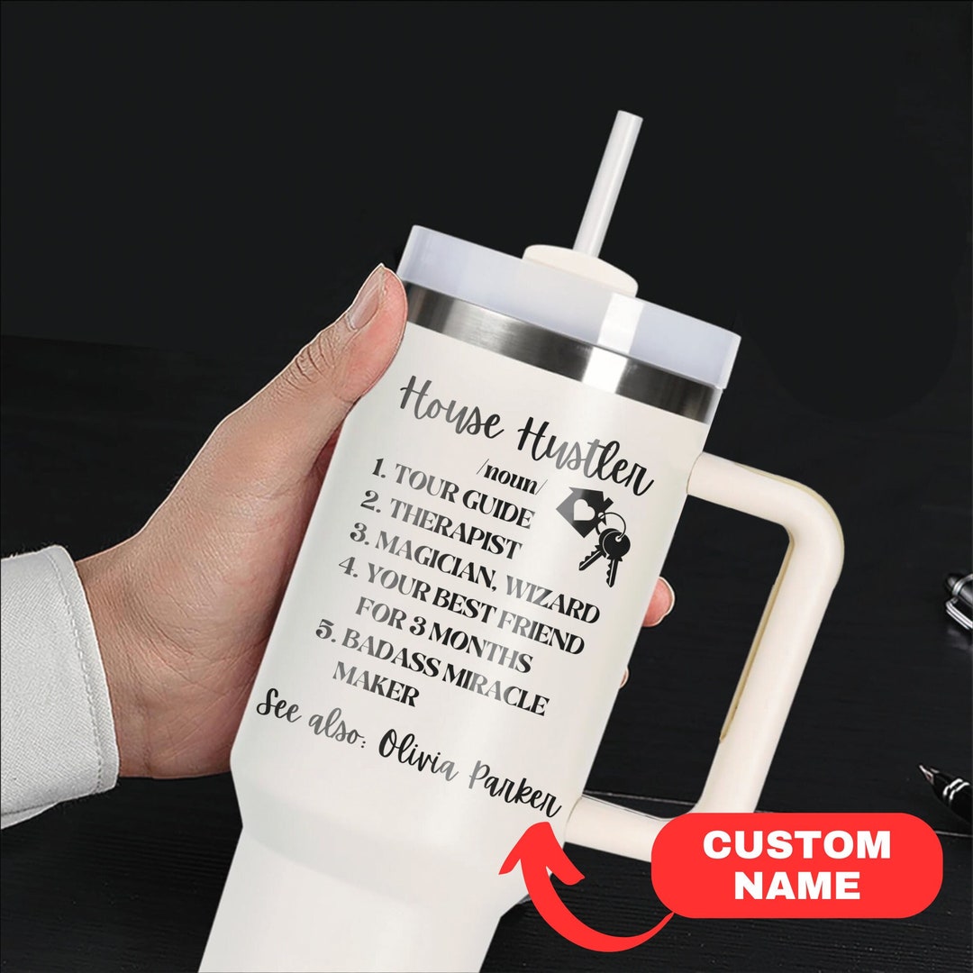 Personalized House Hustler 40oz Travel Mug for Real Estate Agents Laser ...