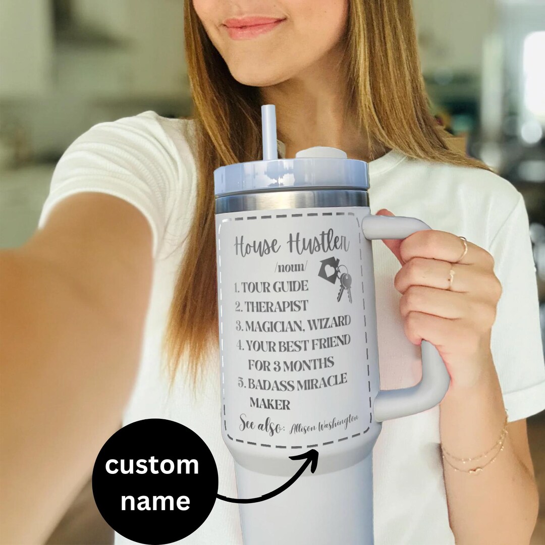 Personalized House Hustler 40oz Travel Mug for Real Estate Agents ...