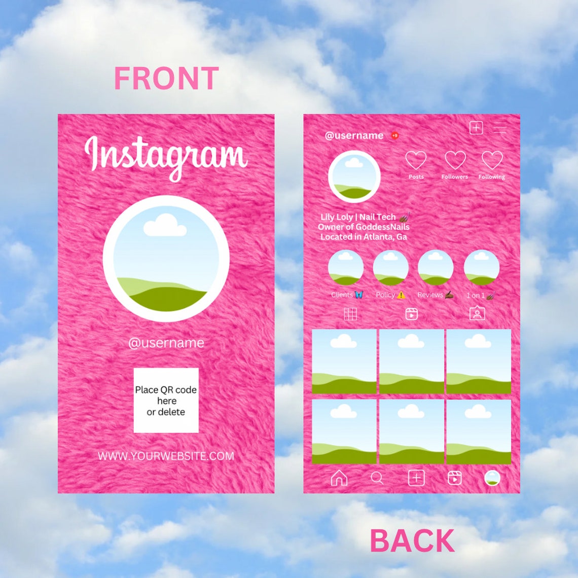 Instagram Business Card Business Card Template Editable - Etsy