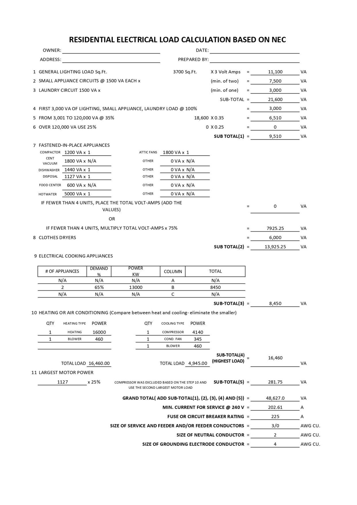 Electrical Load Calculation, Electrical Design, Residential Electrical ...