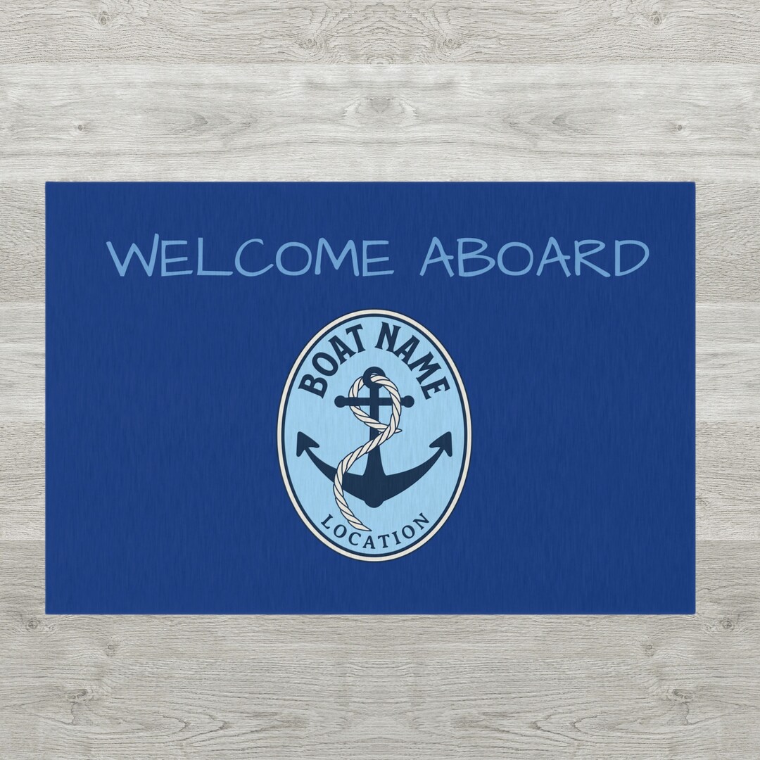 Customizable 24x36 "welcome Aboard" Boat Name & Location Outdoor Rug - Etsy