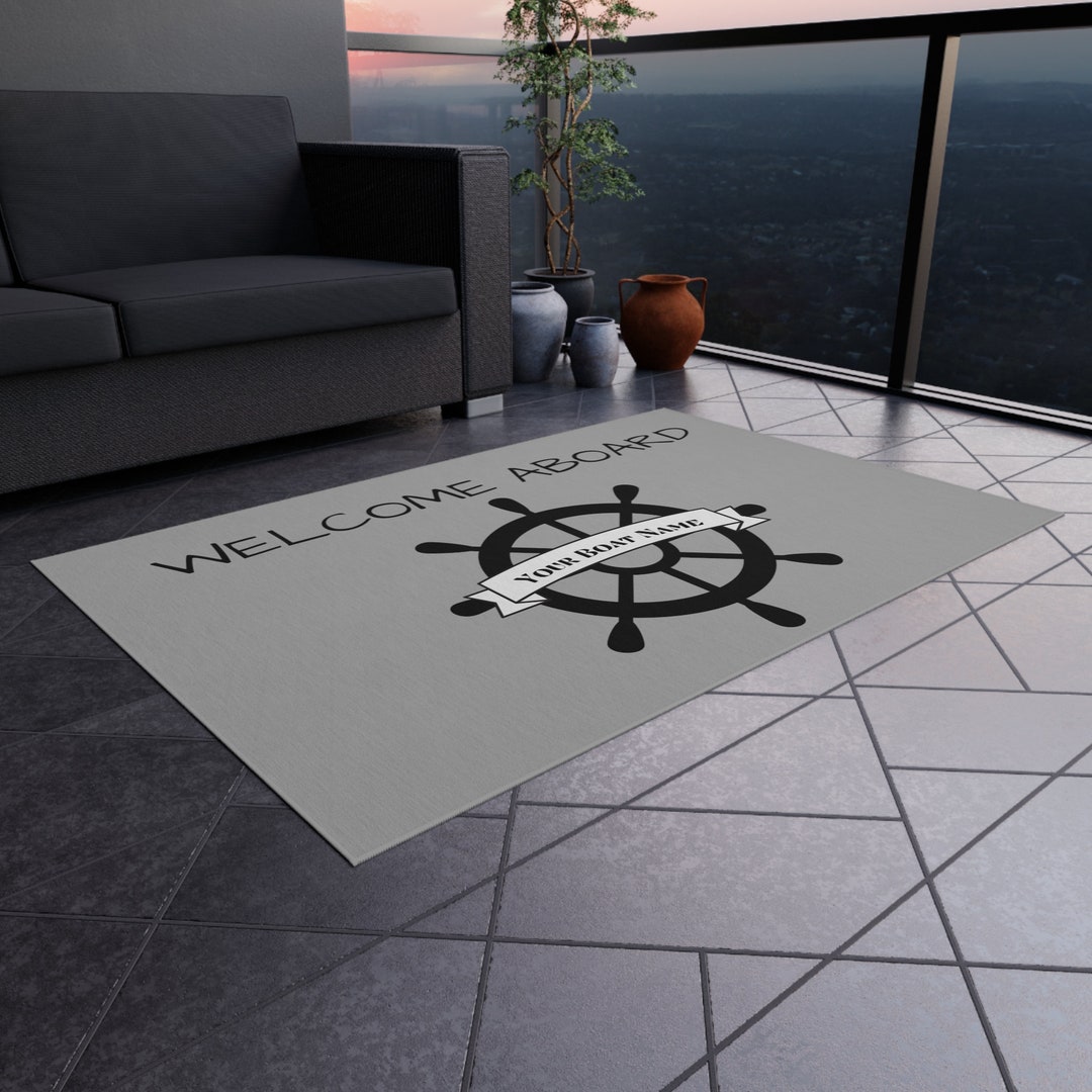 Customizable 48x72 "welcome Aboard" Boat Name Outdoor Rug Yacht Matt ...