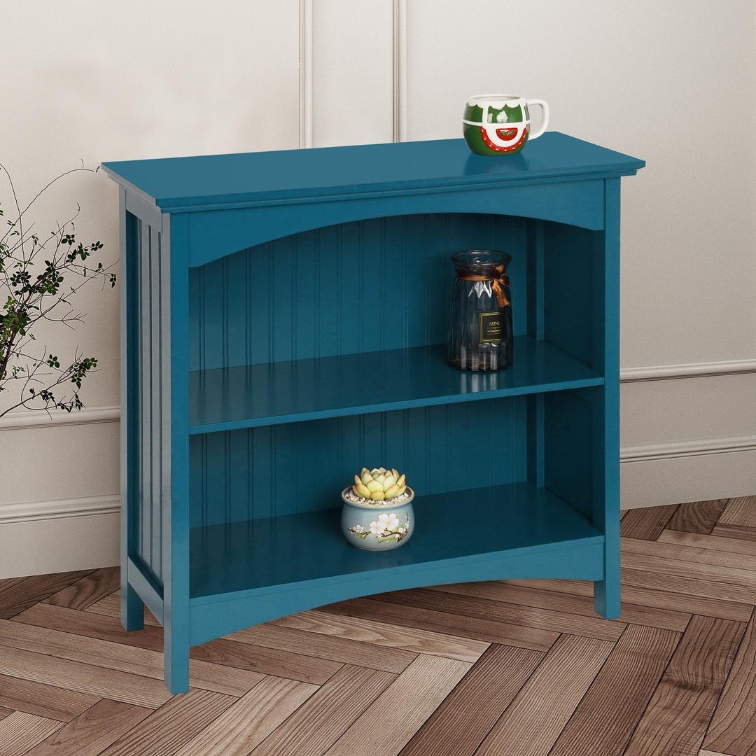 2 Tier Storage Shelf Bookcase With 2 Arched Supports, 29 Inches Height ...