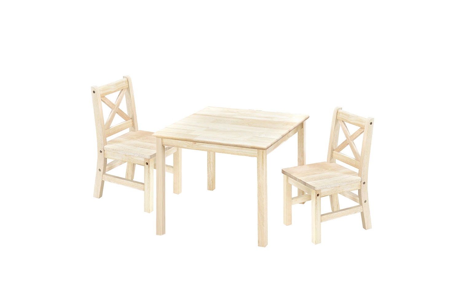 Solid Hard Wood Kids Table and X back Chairs Unfinished Great for DIY Craft Projects 3 Piece Set Etsy