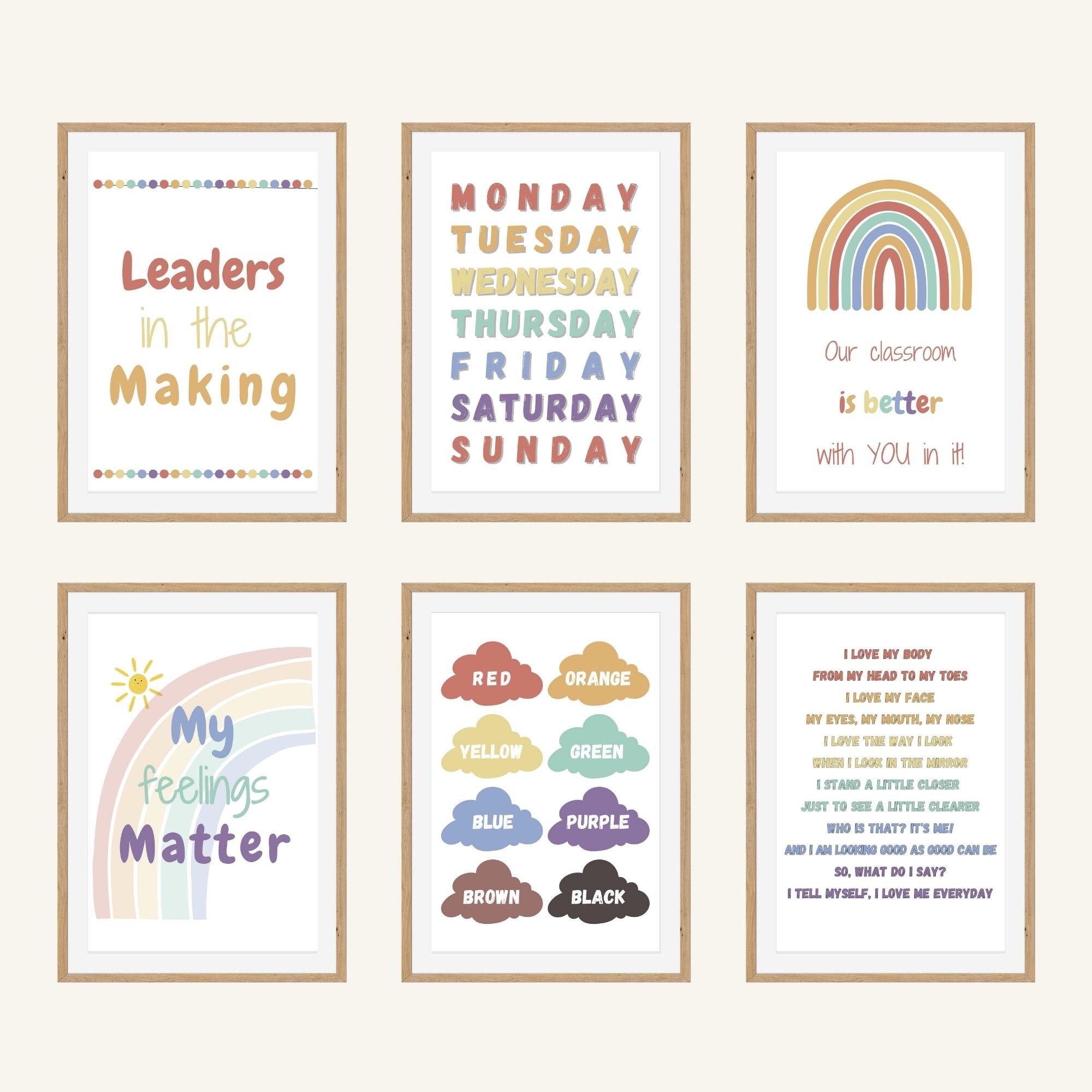Rainbow Educational Posters, 20 Homeschool Printables, Toddler Playroom ...