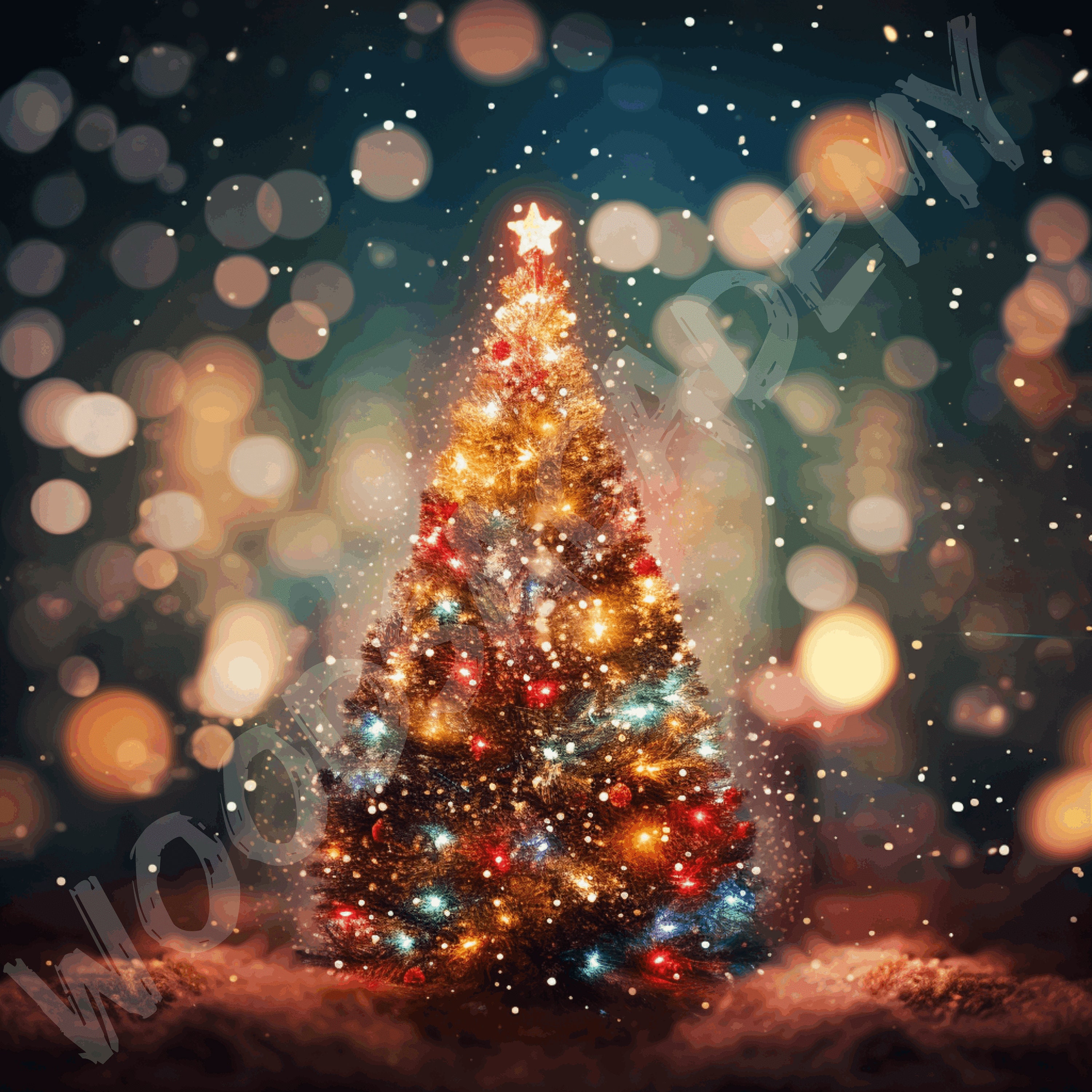 Bokeh Christmas Tree Lights Overlay Bokeh Digital Paper PNG File ...