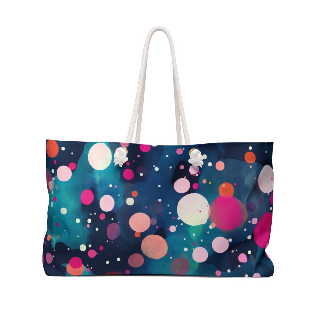 Colorful Tote Polka Dot Tote Oversized Tote Navy Blue - Etsy