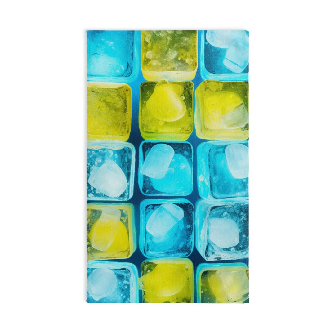 Hand Towel Ice Yellow Blue Cube Print Ice Cube Bathroom Sink - Etsy