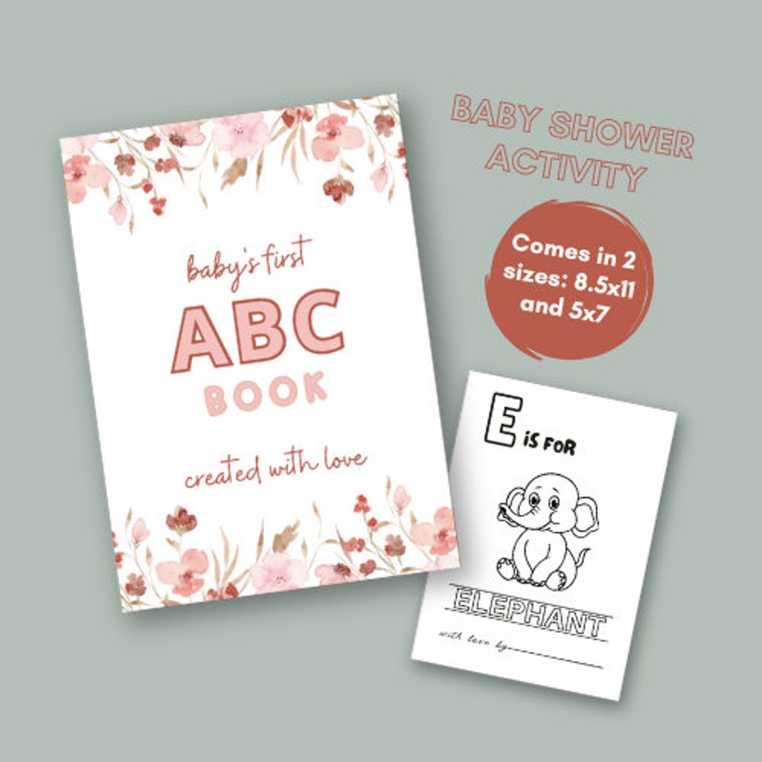 ABC Coloring Book Digital Download; Baby Shower Abc Book; Baby Shower ...
