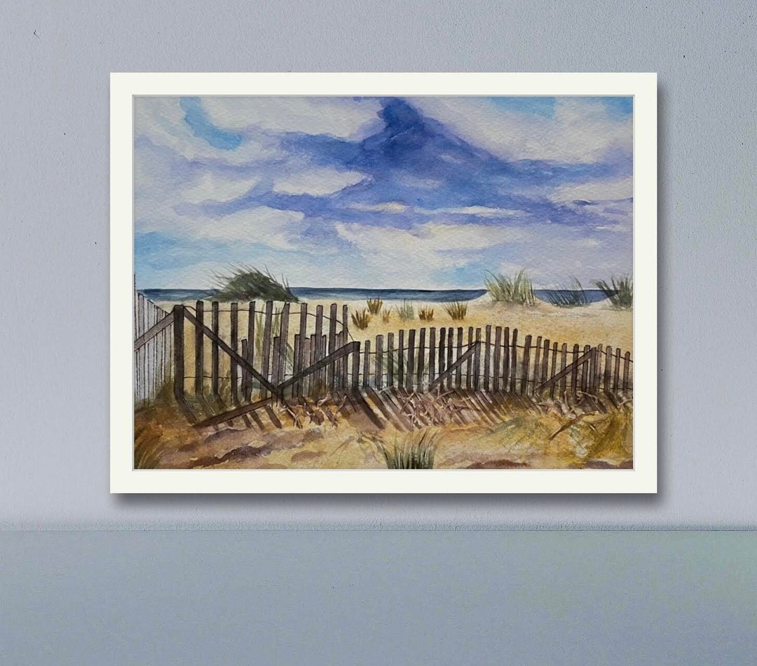 Beach Scene Print, Coastal Beach Art, Cape Cod Beach Scene Painting ...