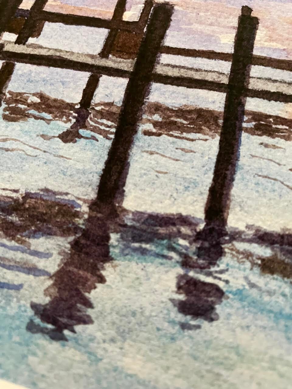 Sunset Dock Watercolor Print, Ocean Sunset Fine Art Print, Gift Idea ...