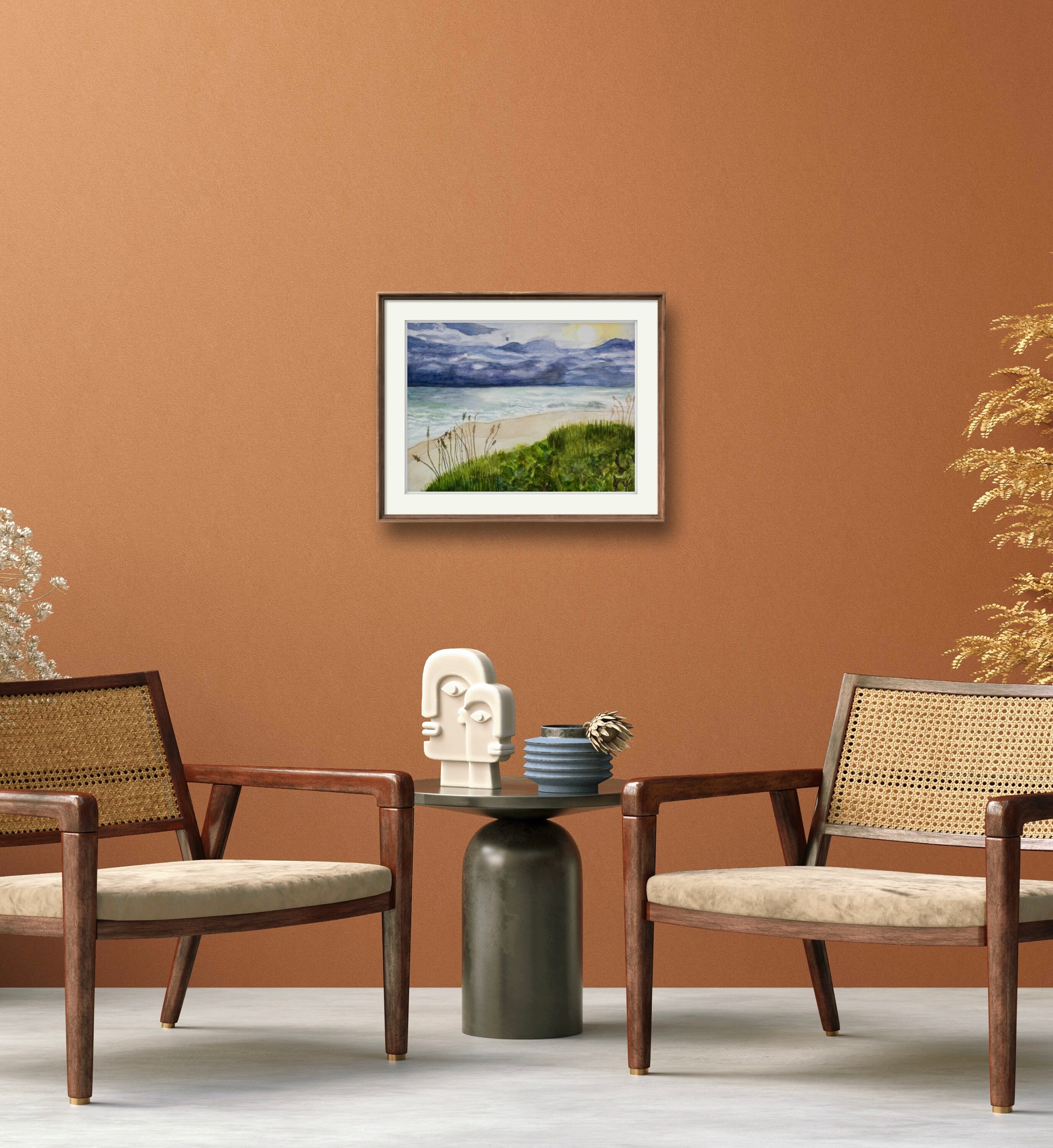 Florida Beach Scene Watercolor Painting, Beach Scape Print, Watercolor ...