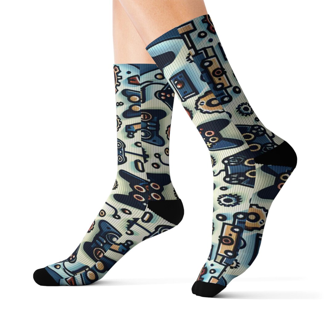 Steampunk Video Game Controller Sublimation Socks, Gamer Socks, Gaming ...