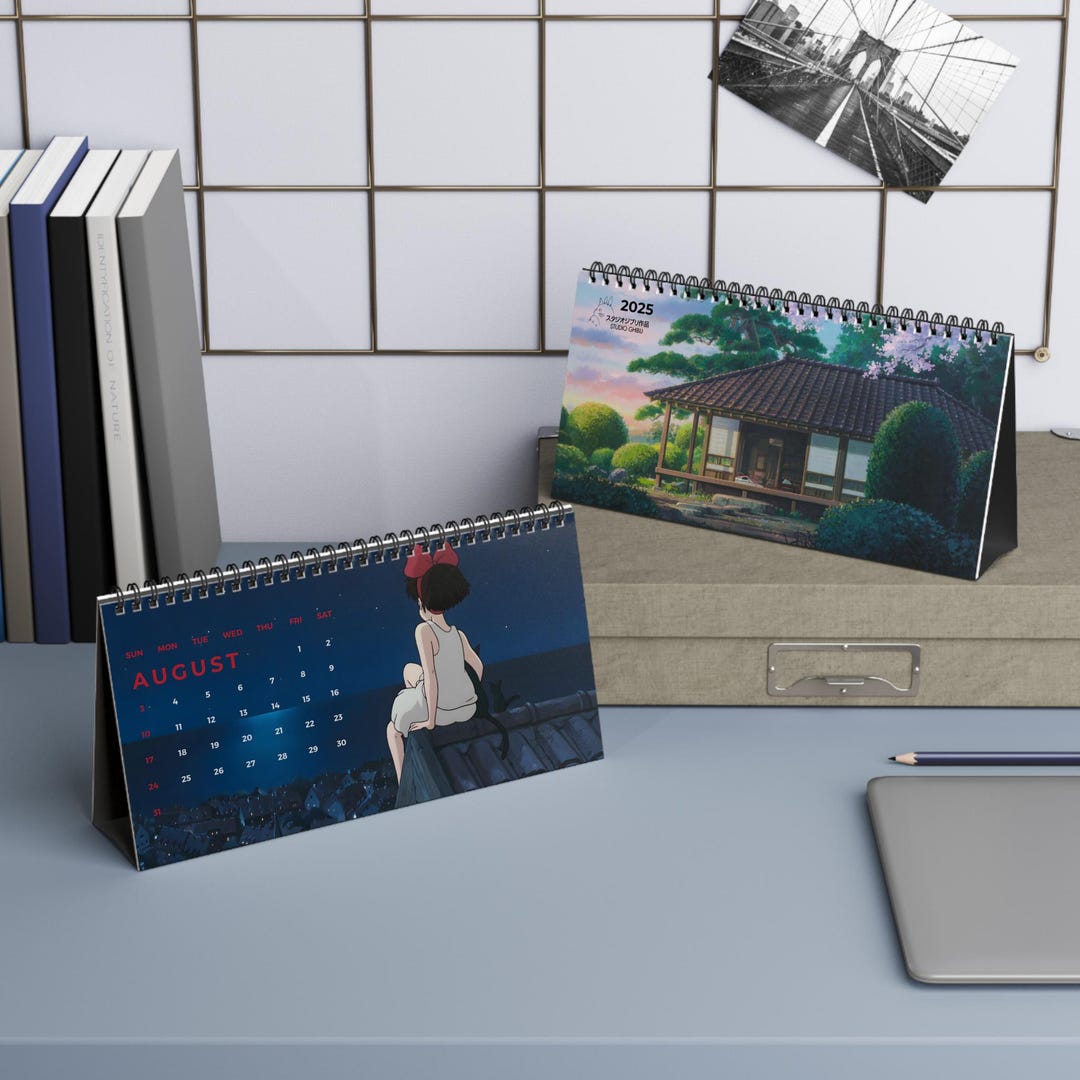 Calendário de mesa de cenário de anime 2025 Presente de decoração de ...