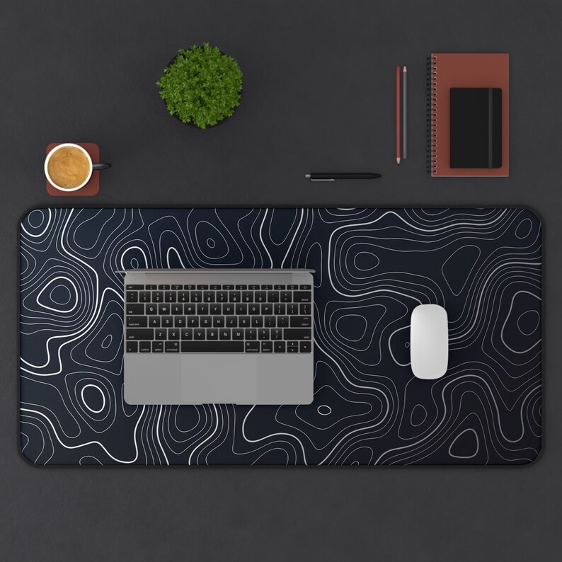 Topographic Dark Desk Mat 3 Sizes Mouse Pad Desk Computer Room - Etsy