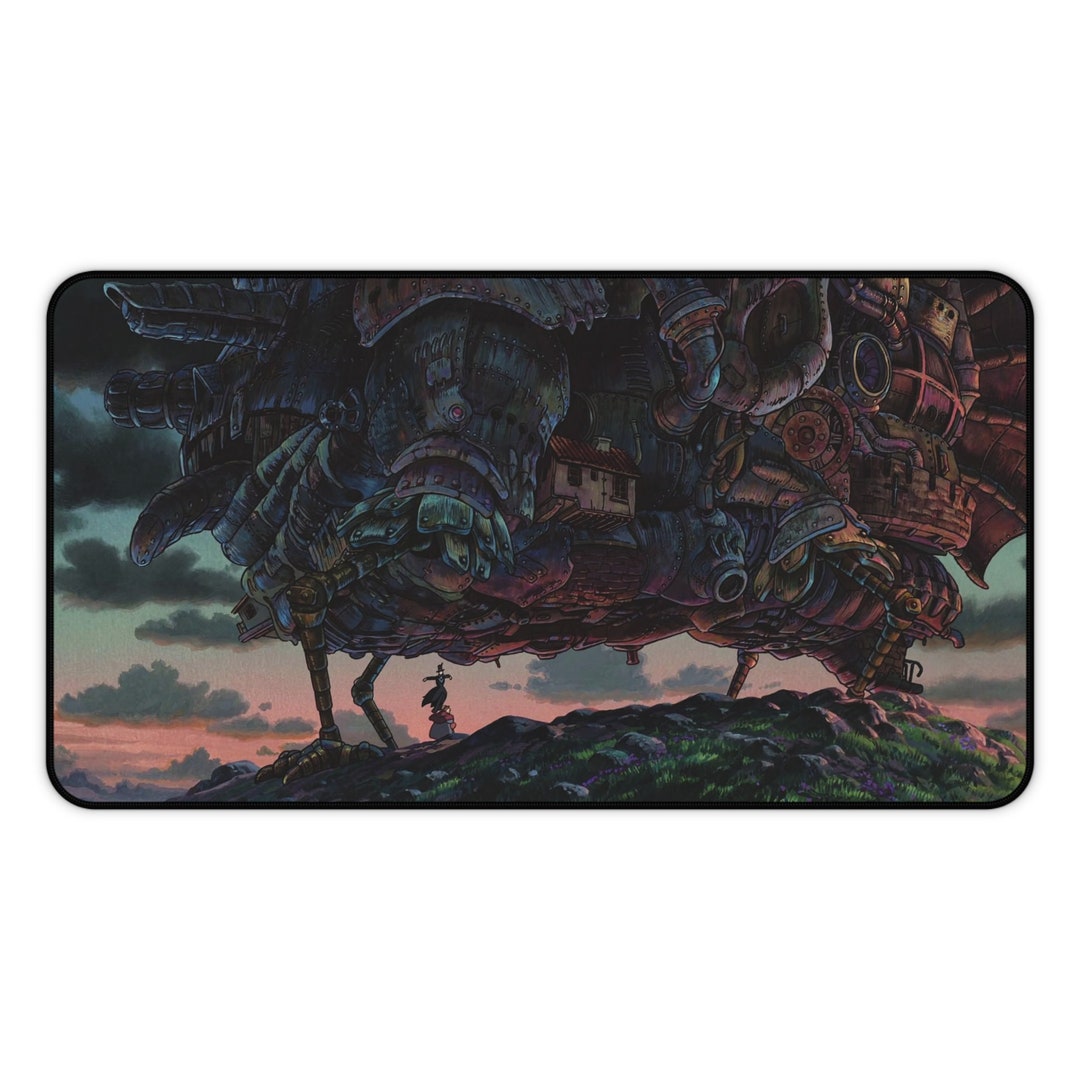 Retro Anime Desk Mat Howl's Castle, Large Extended Mousepad, Anime Desk ...