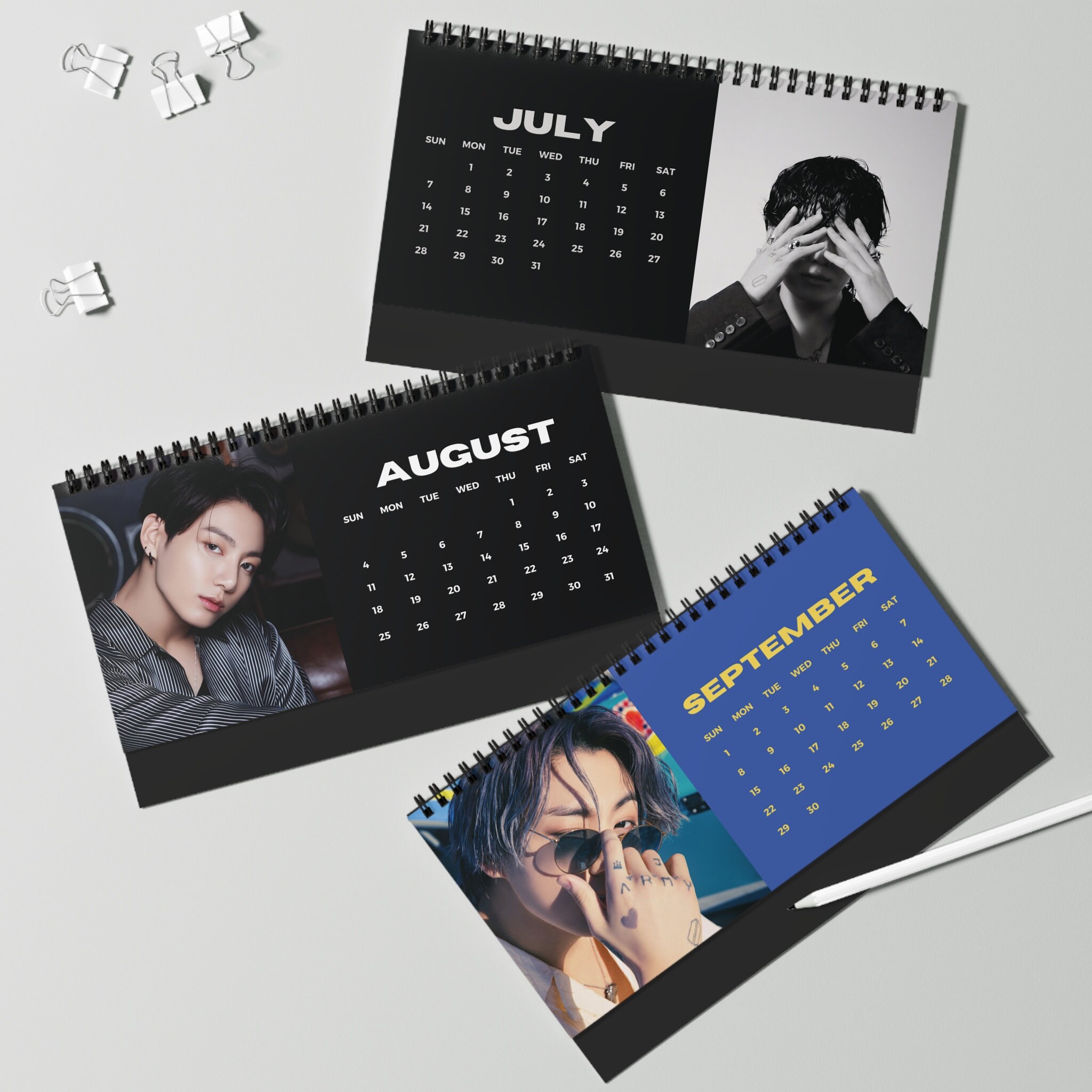 Jungkook 2024 Desk Calendar | Kpop Desk Decor Gift, New Year Calendar ...