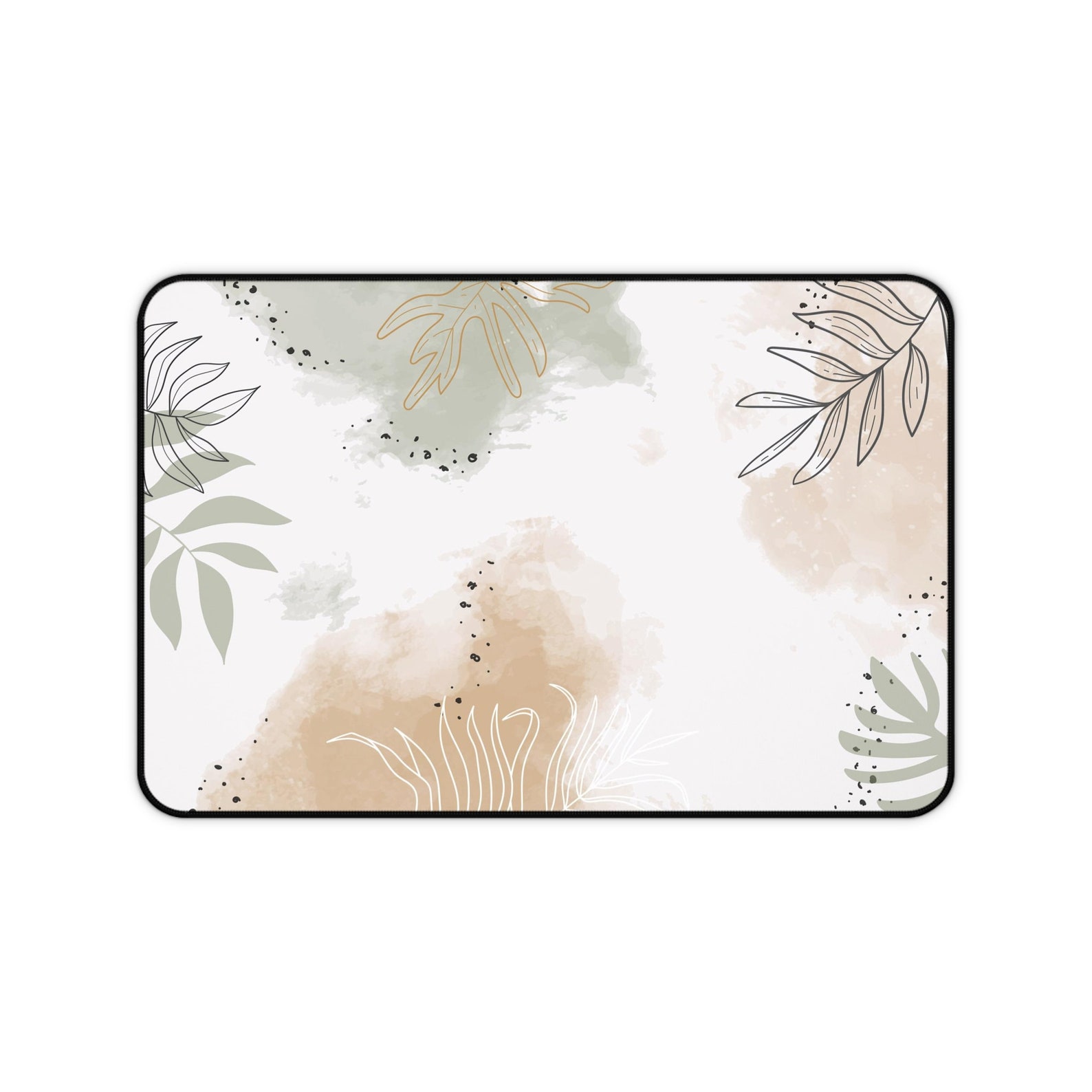 Beige Leafy Watercolor Desk Mat 3 Sizes Minimalist Large - Etsy
