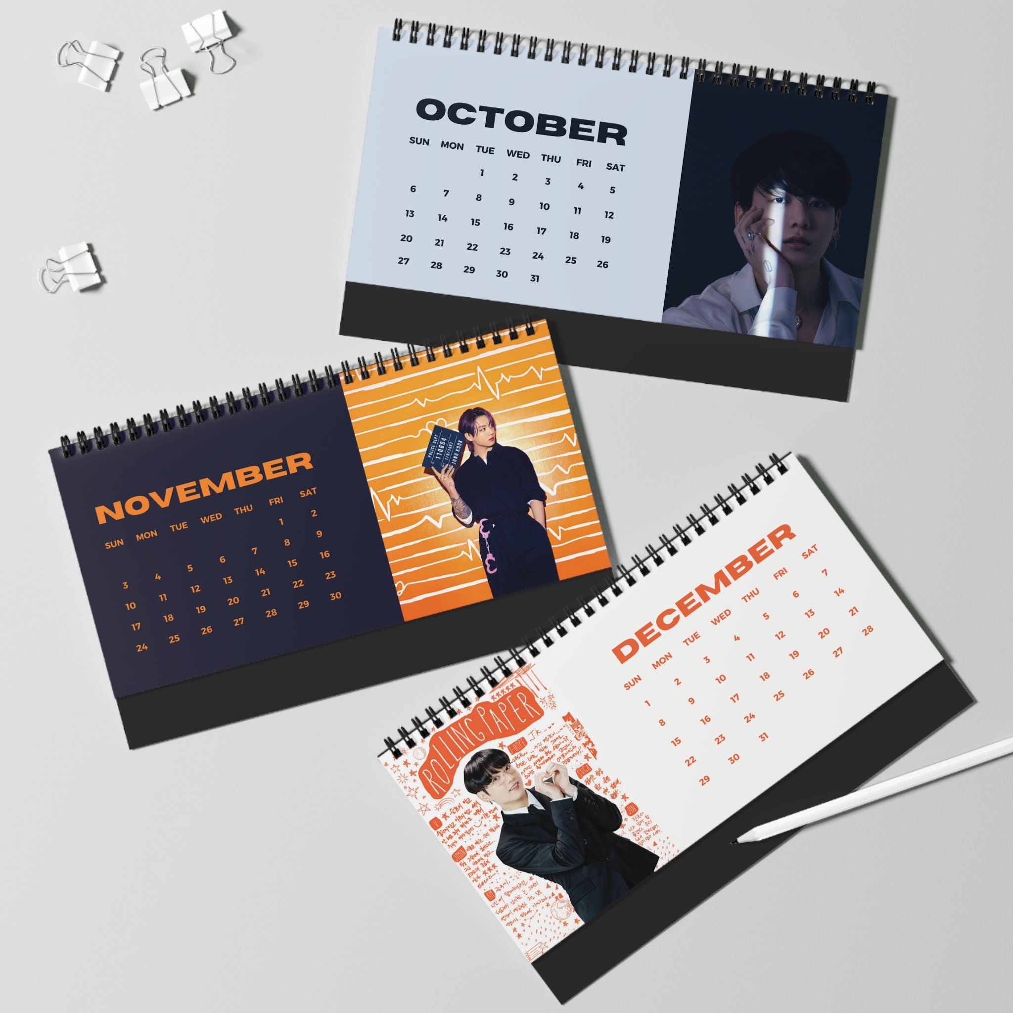 Jungkook 2024 Desk Calendar | Kpop Desk Decor Gift, New Year Calendar ...