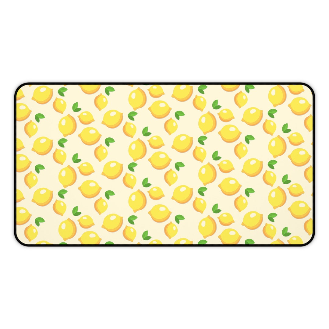 Lemon Pattern Yellow Desk Mat 3 Sizes Minimalist Large Mouse Pad, Desk ...