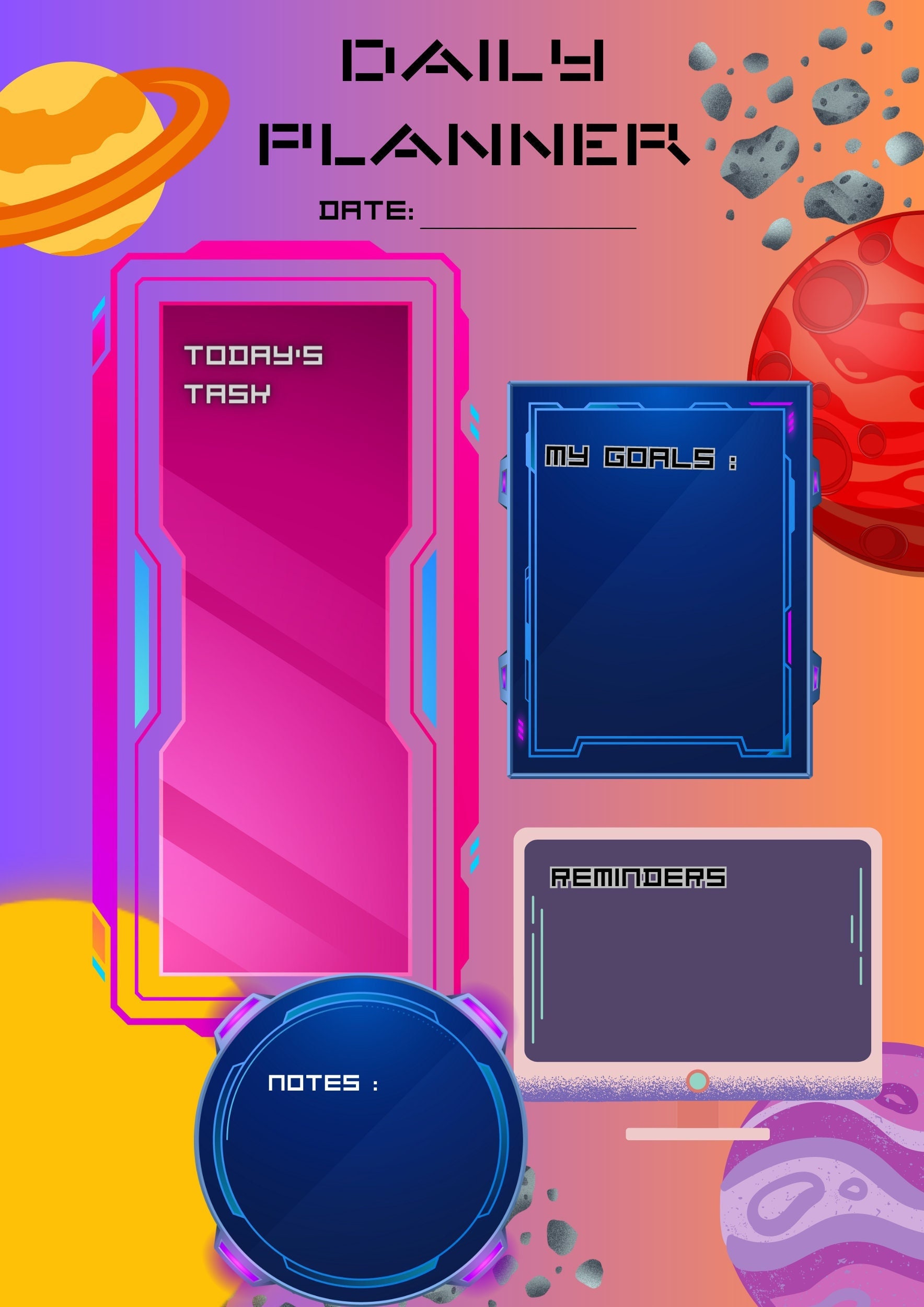 Stellar Space-themed Daily Planner: Organize Your Days With Galactic ...