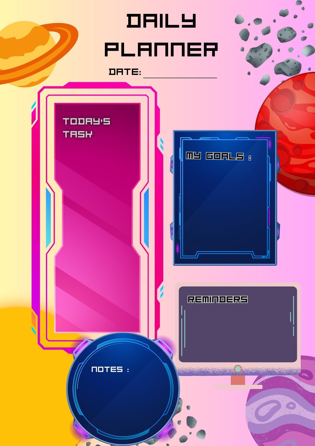 Stellar Space-themed Daily Planner: Organize Your Days With Galactic ...