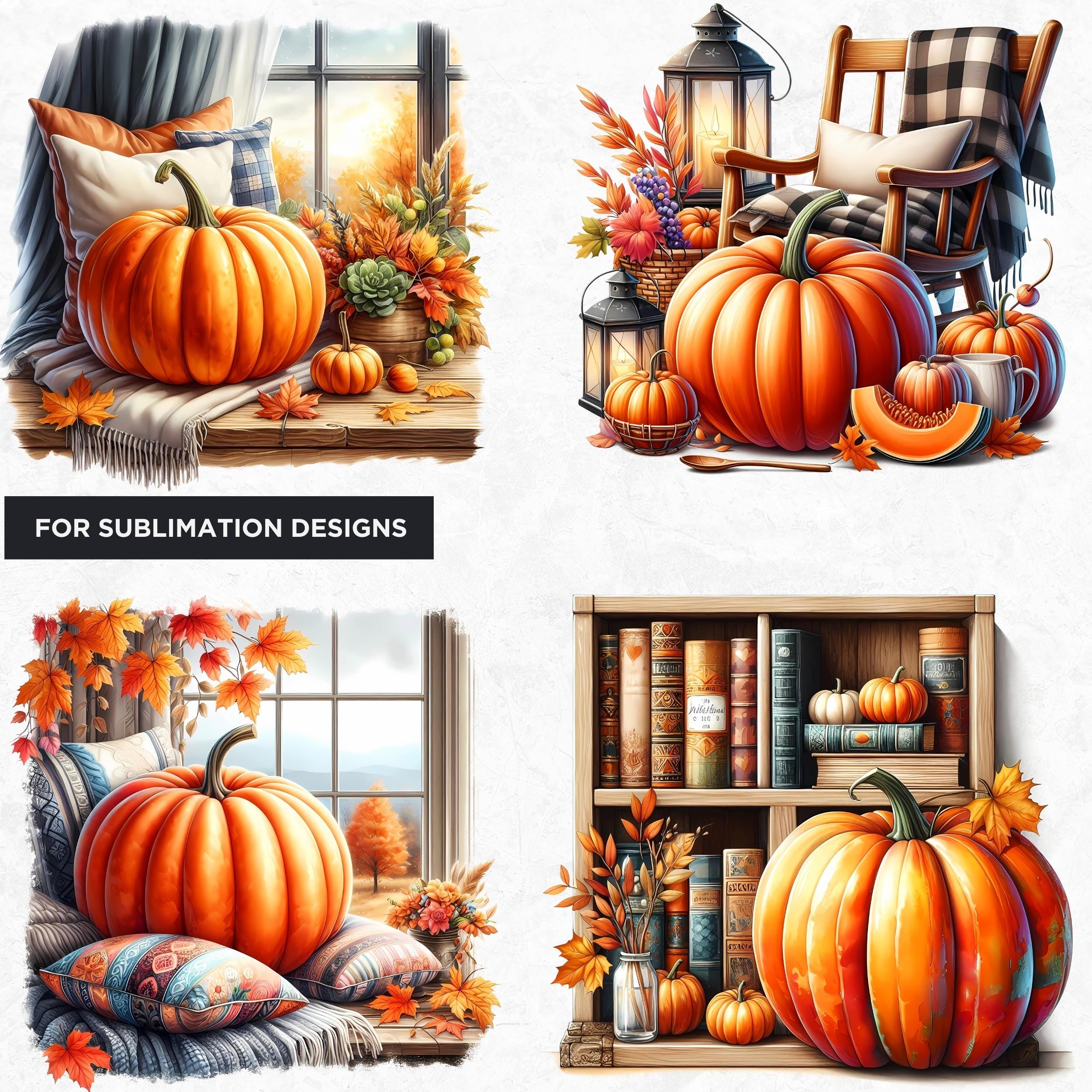 Autumn Pumpkin Clipart Set: Harvest Season PNG, Thanksgiving Graphics ...