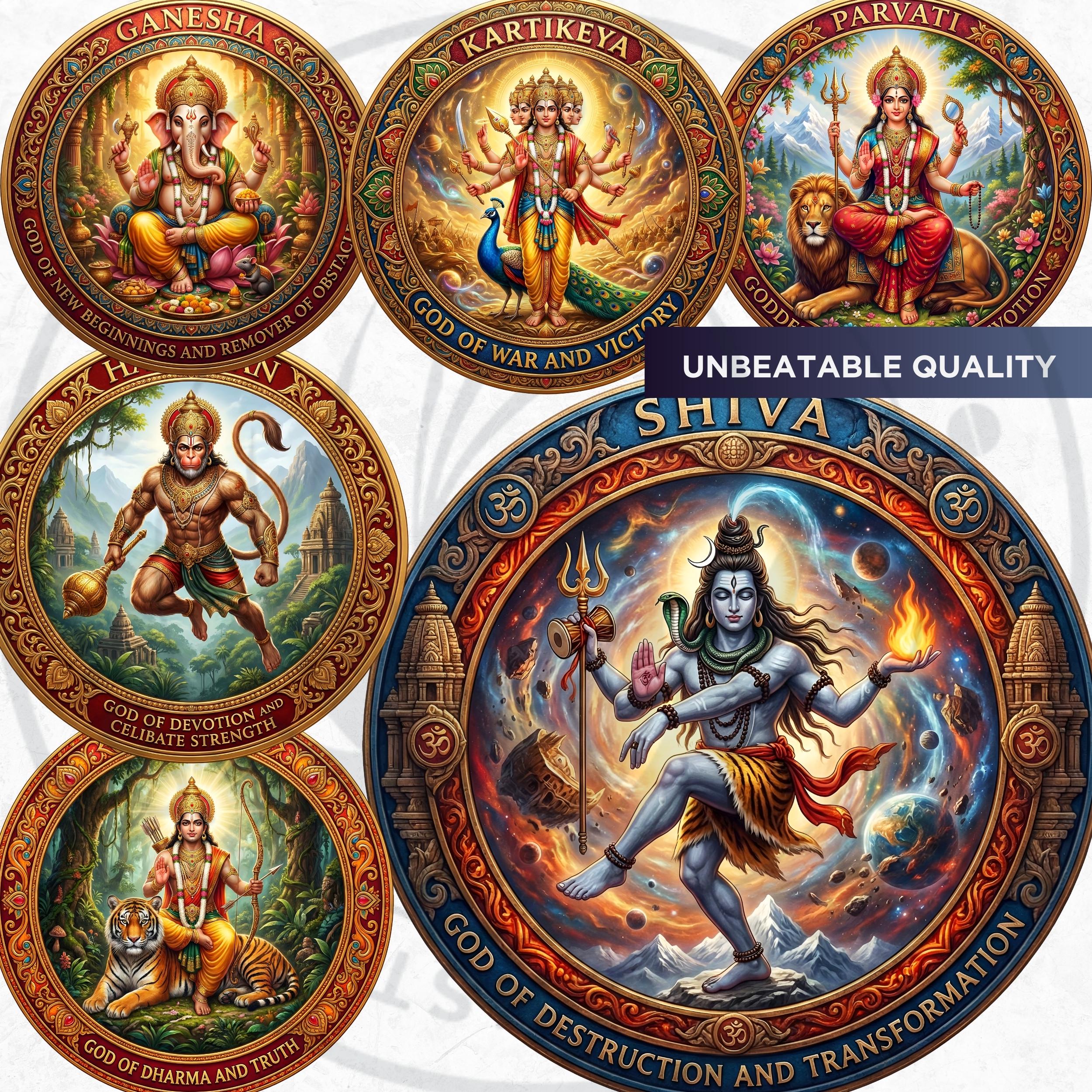 Hindu Gods Pantheon Clipart Bundle, Indian Mythology Pngs (100 Files ...