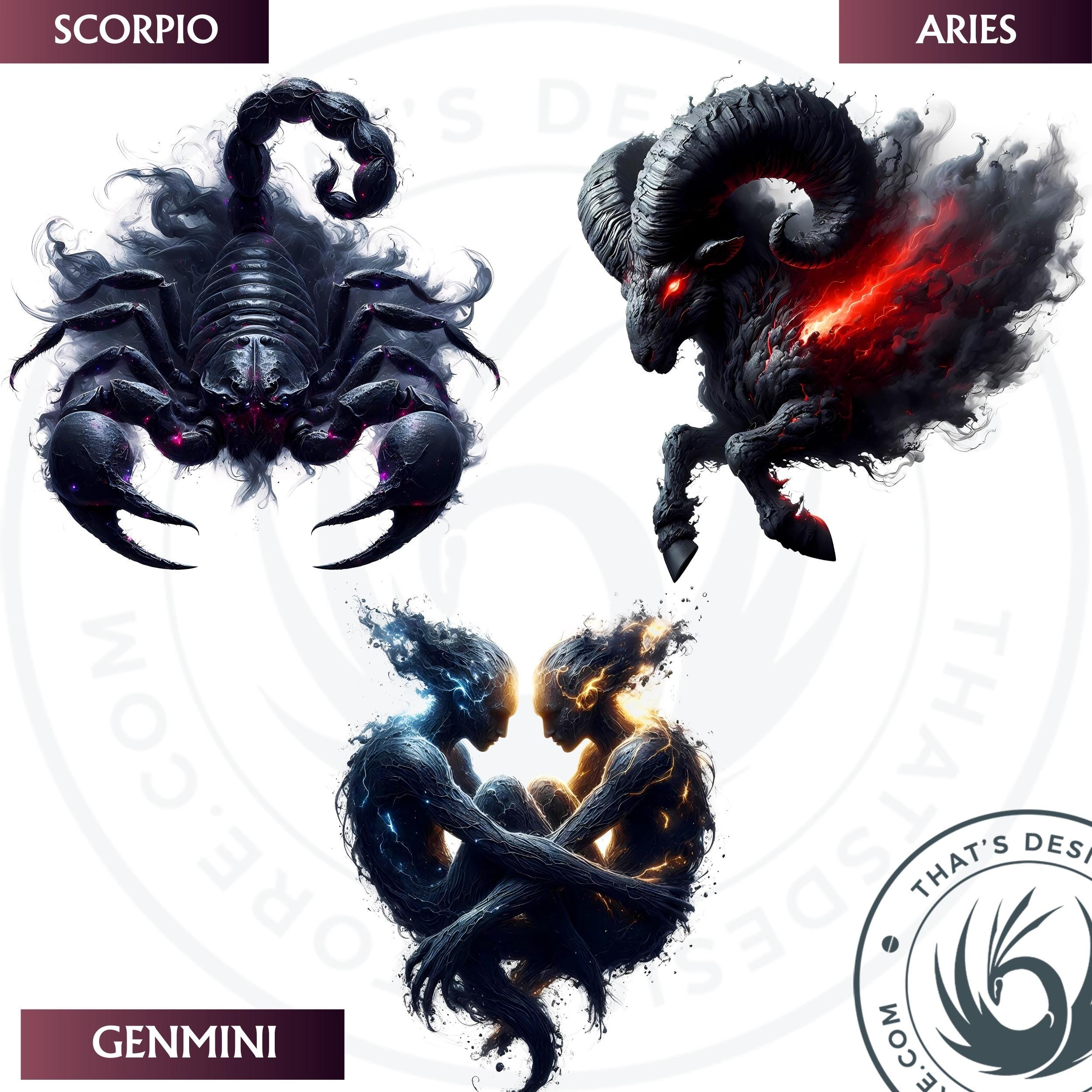 Ethereal Zodiac Signs Clipart Set: Fantasy Astrology, Horoscope Symbols ...