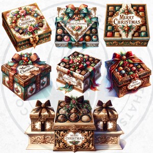 Victorian Christmas Chocolate Box Clipart Set: Sweets PNG (digital ...