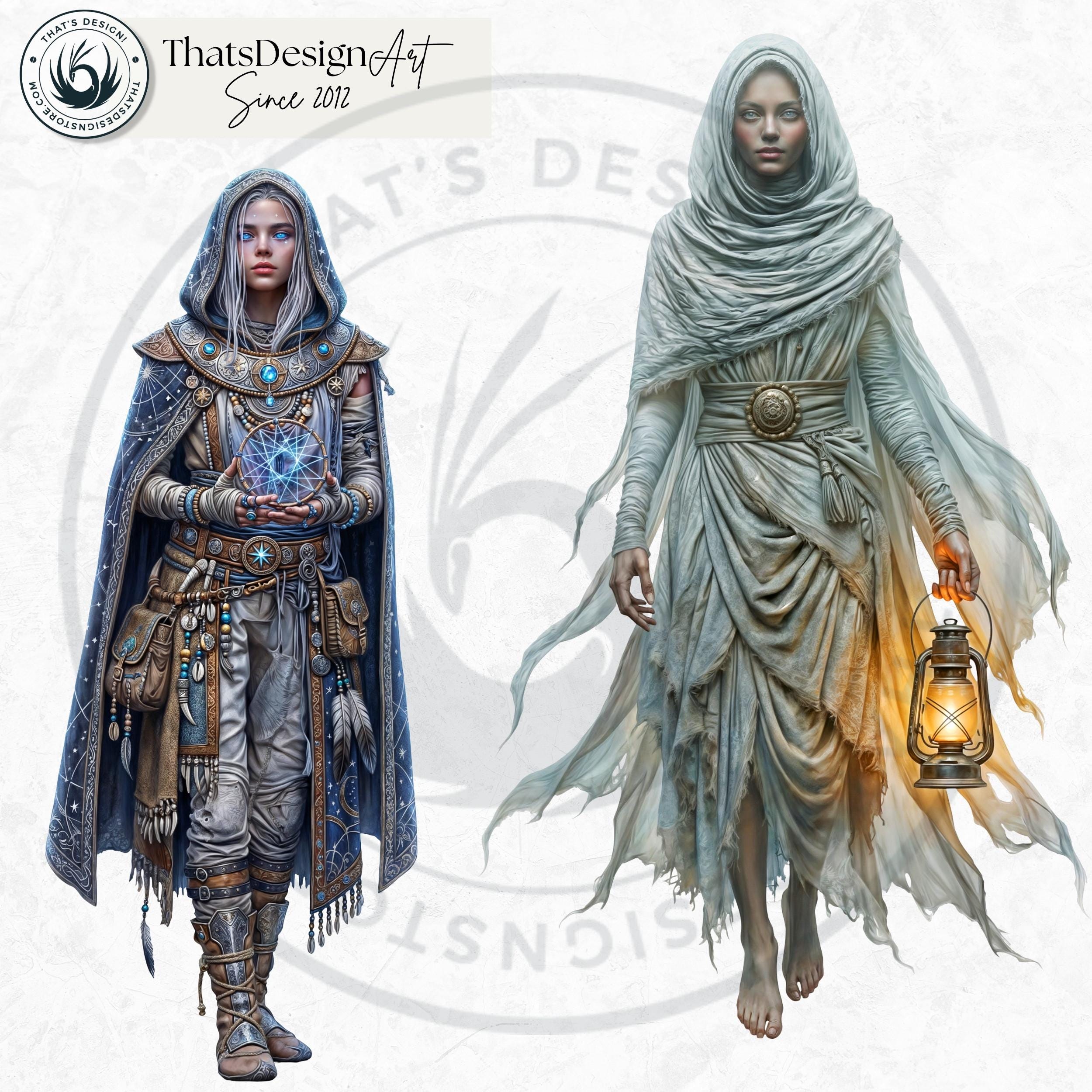 Nomadic Fantasy Characters Clipart Bundle: Desert Traveler PNG, RPG ...
